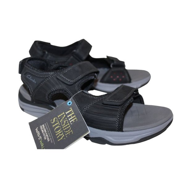 Clarks | Shoes | New Clarks Mens Wave Walk Wave Leap Black Leather ...